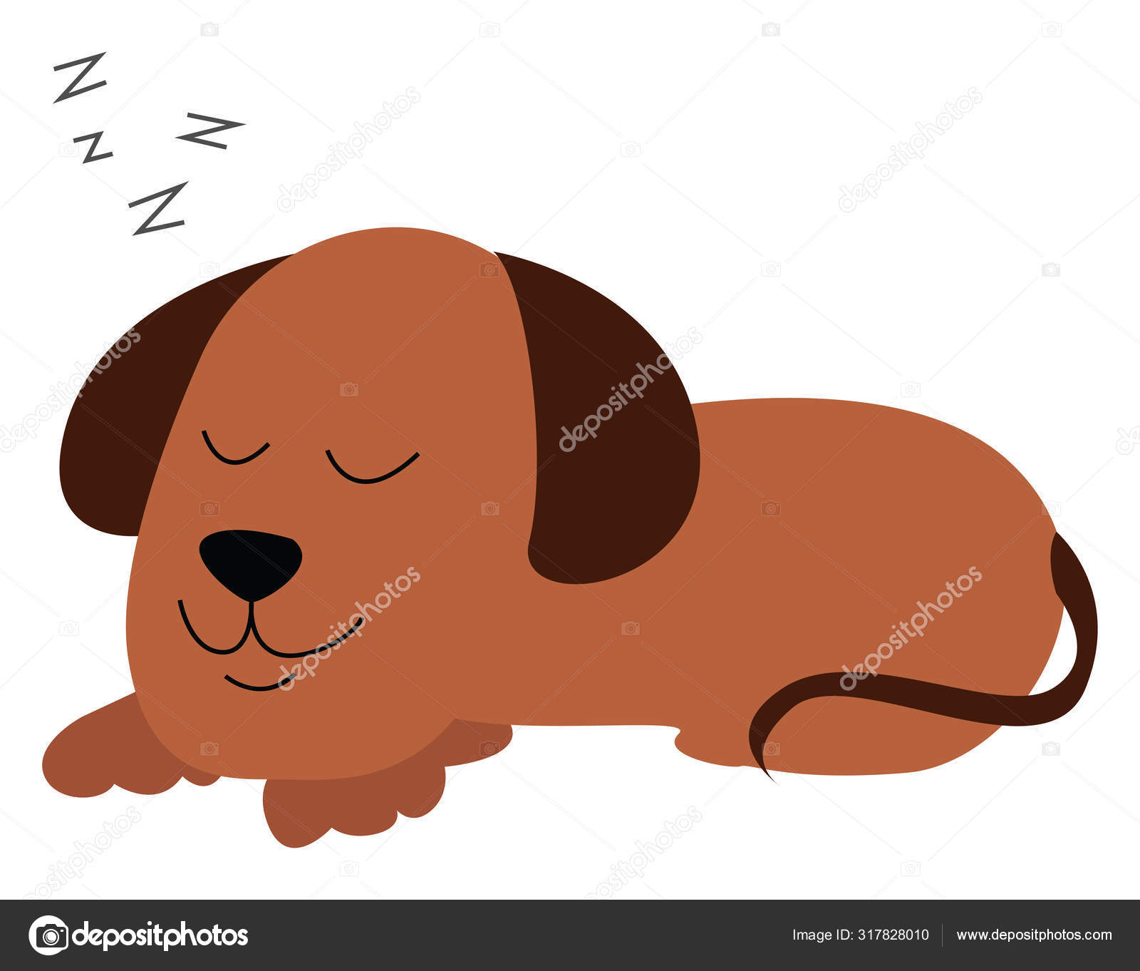 Sleeping dog, illustration, vector on white background. Stock Vector ...