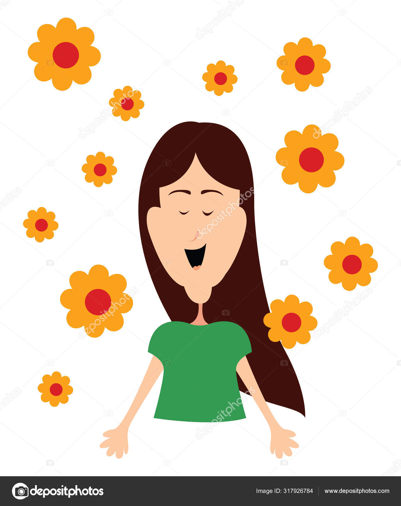 Girl With Flowers Illustration Vector On White Background Stock Vector Image By ©morphart