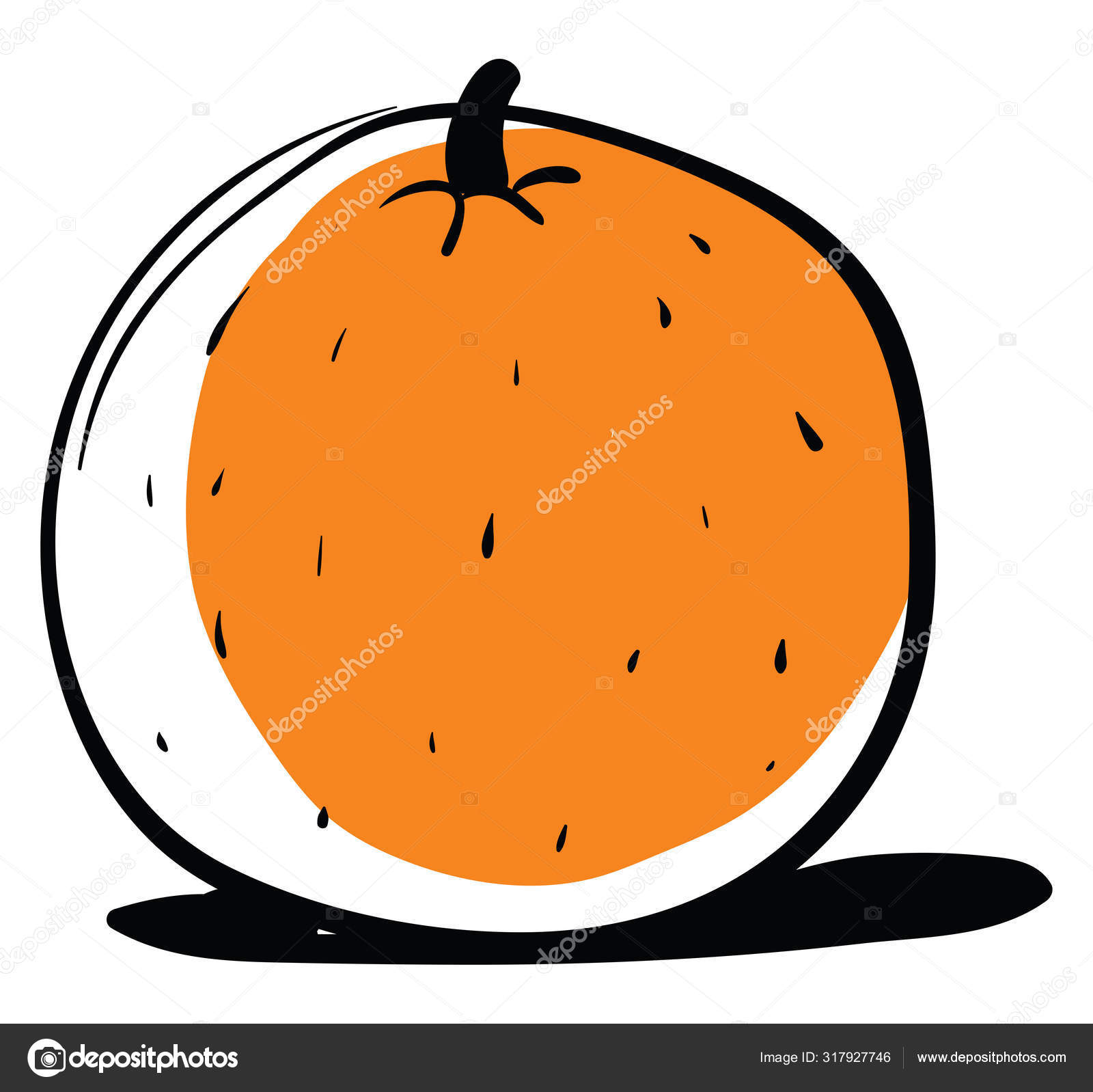 Orange drawing, illustration, vector on white background. Stock Vector ...