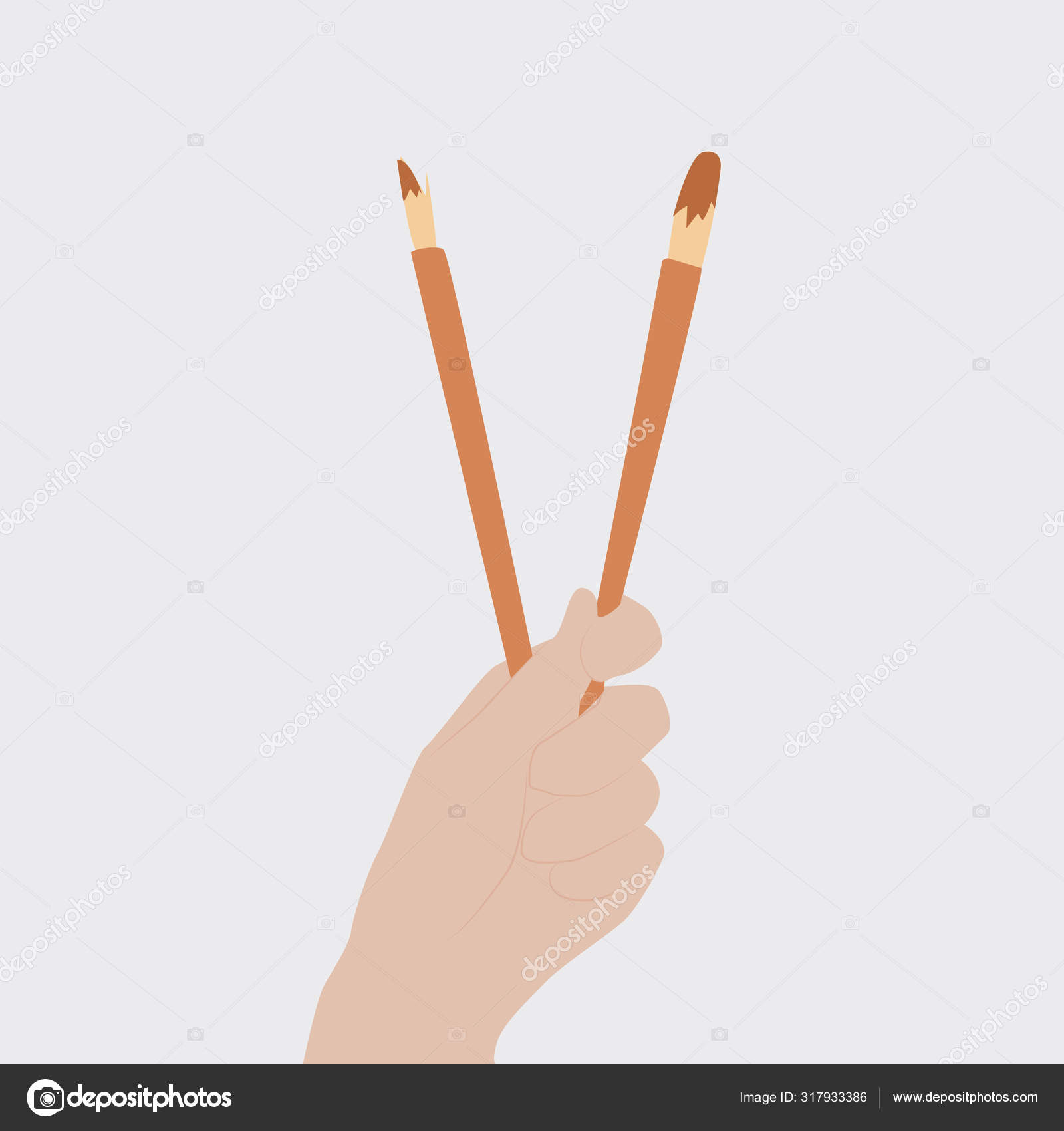 Brushes in hand, illustration, vector on white background. Stock Vector ...