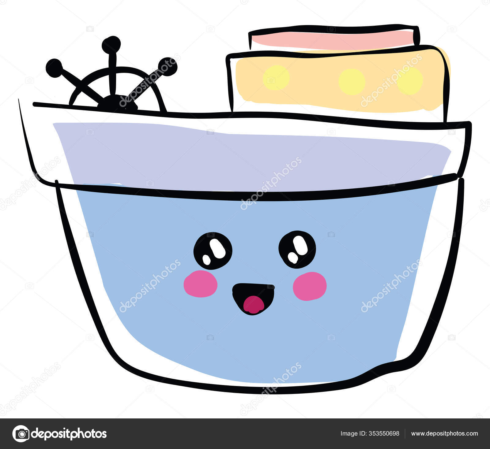 Cute Little Boat Illustration Vector White Background Stock Vector by ...