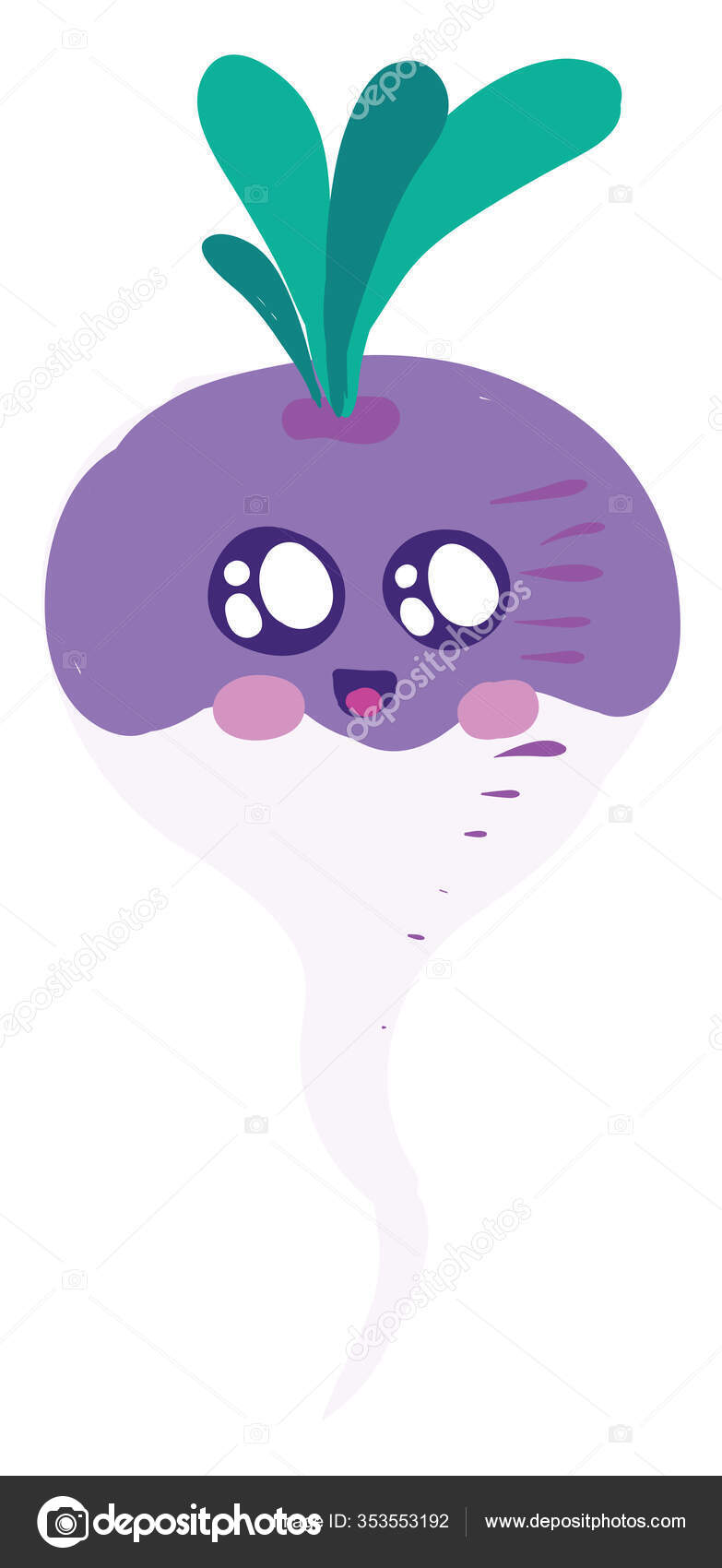 Happy Cute Turnip Illustration Vector White Background Stock Vector ...