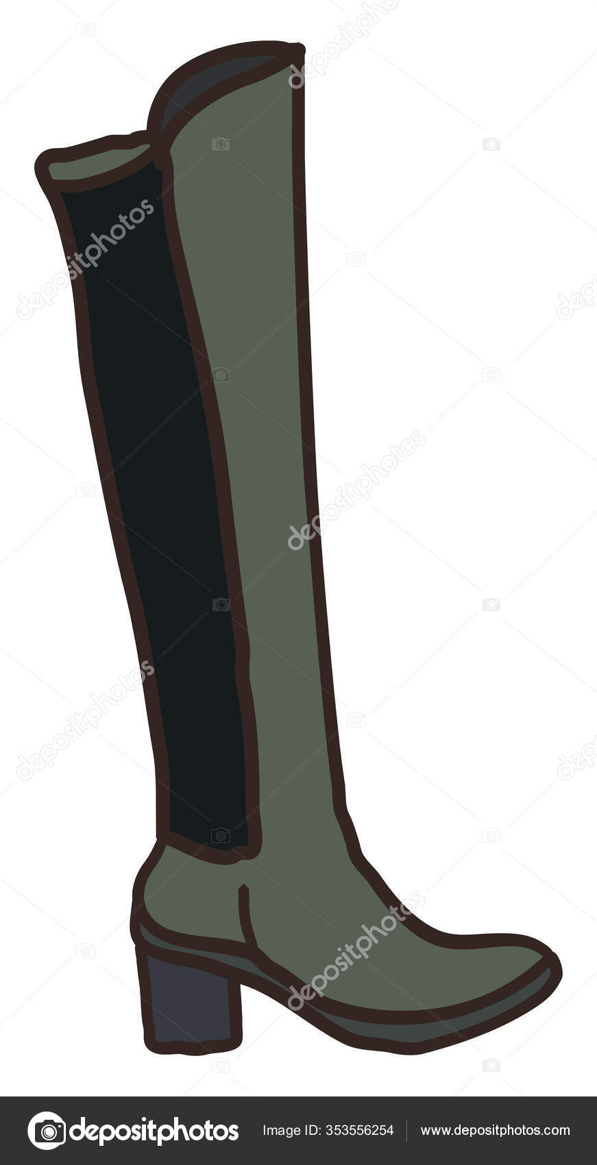 Long Black Boot Illustration Vector White Background Stock Vector by ...