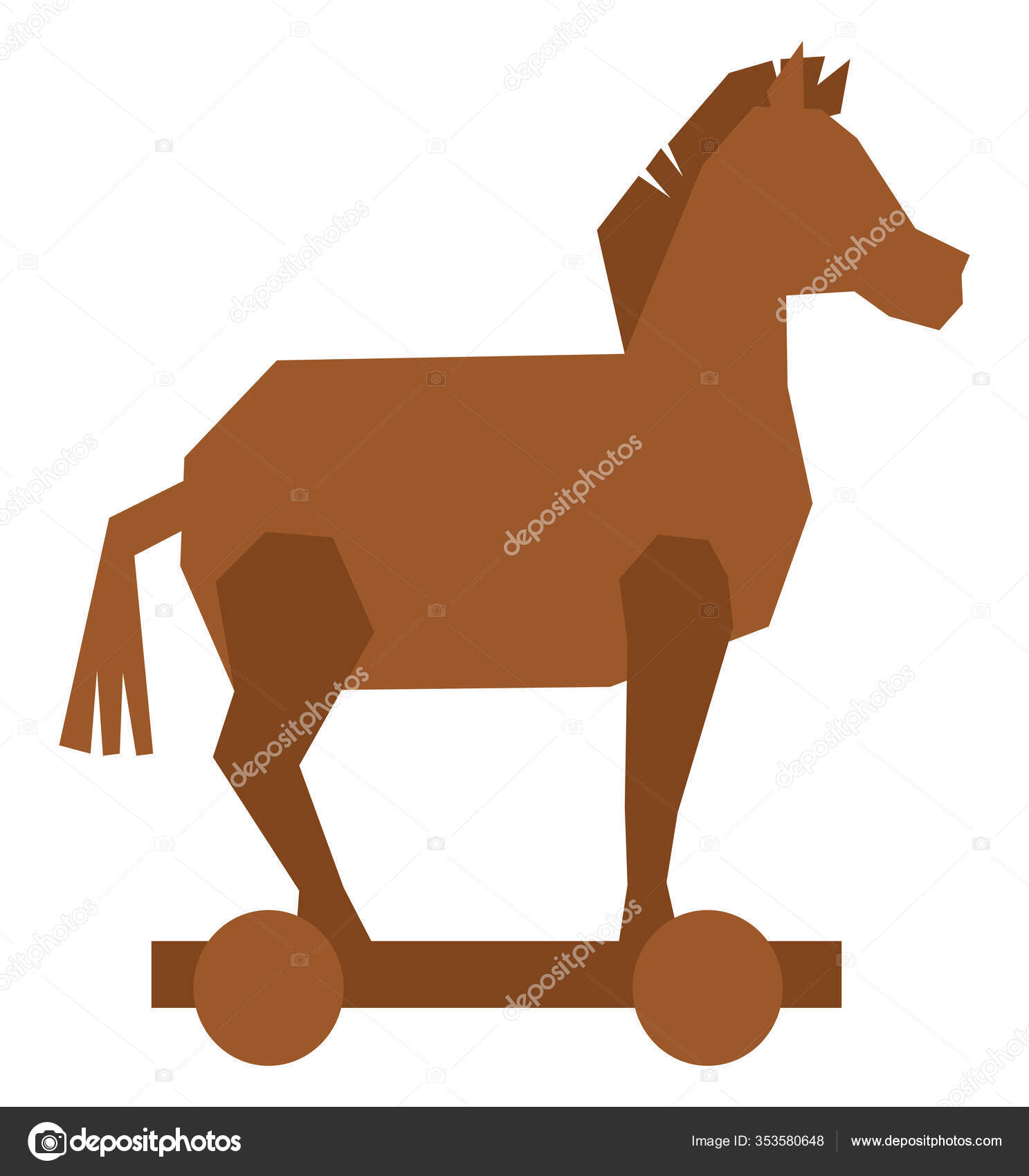 Wooden Trojan Horse Illustration Vector White Background Stock Vector ...