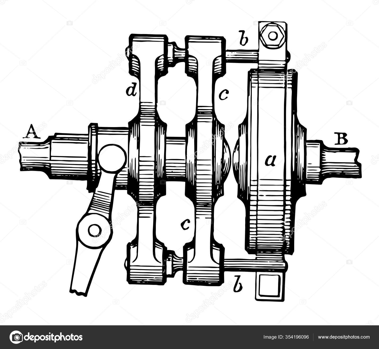 Illustration Represents Function Slip Clutch Coupling Vintage Line ...
