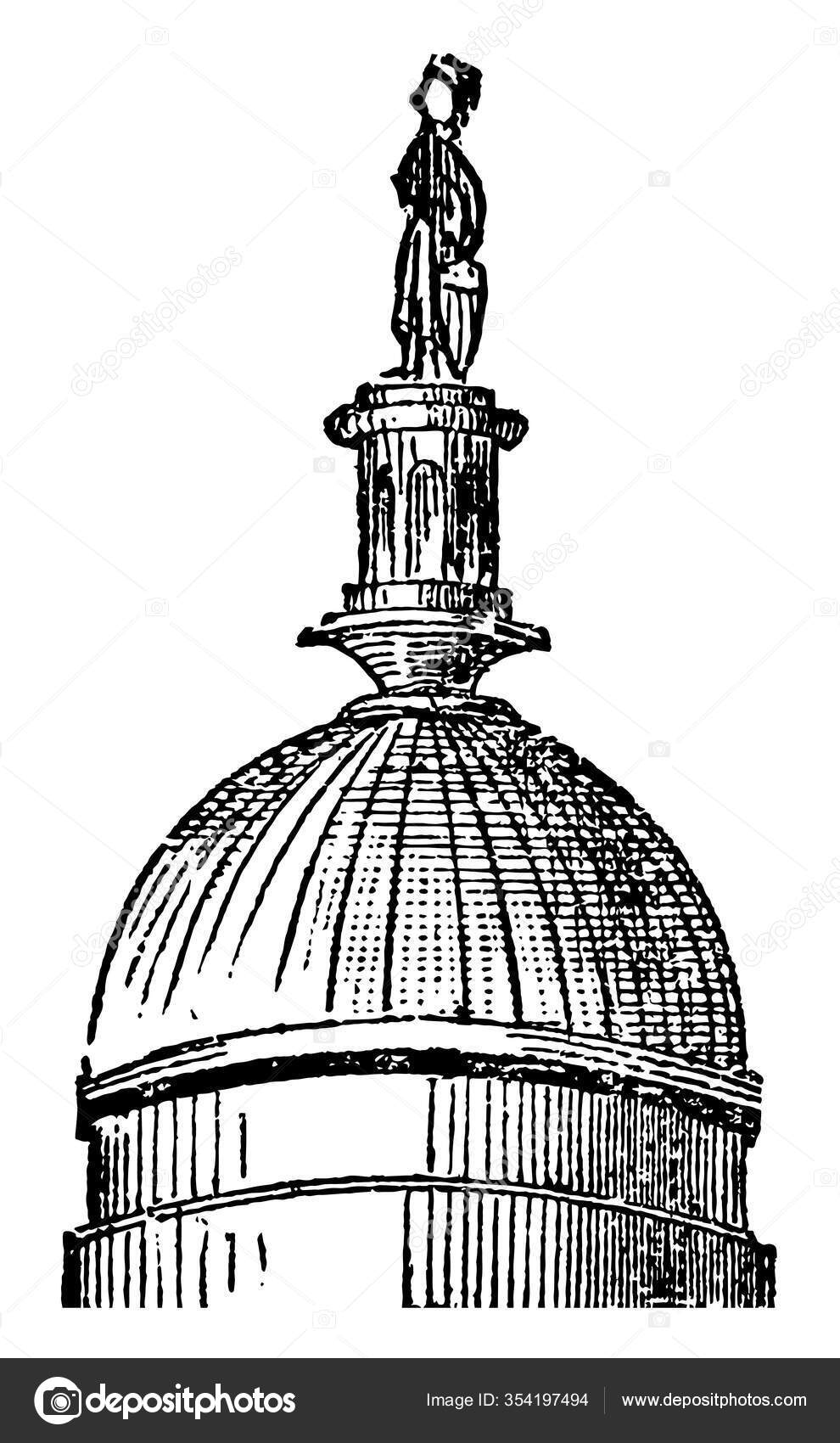 Dome Structure Raised Roof Edifice Cupola Vintage Line Drawing ...