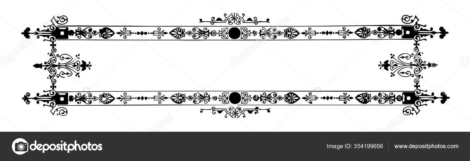 Ornate Banner Have Double Line Decorated Design Vintage Line Drawing ...