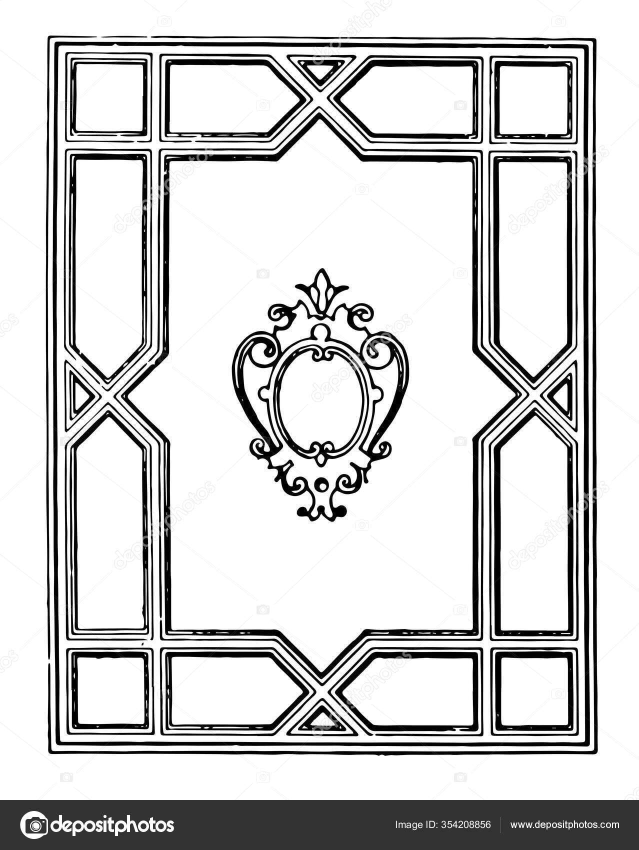 Geometric Frame Looks Ancient Window Frame Design Vintage Line Drawing ...