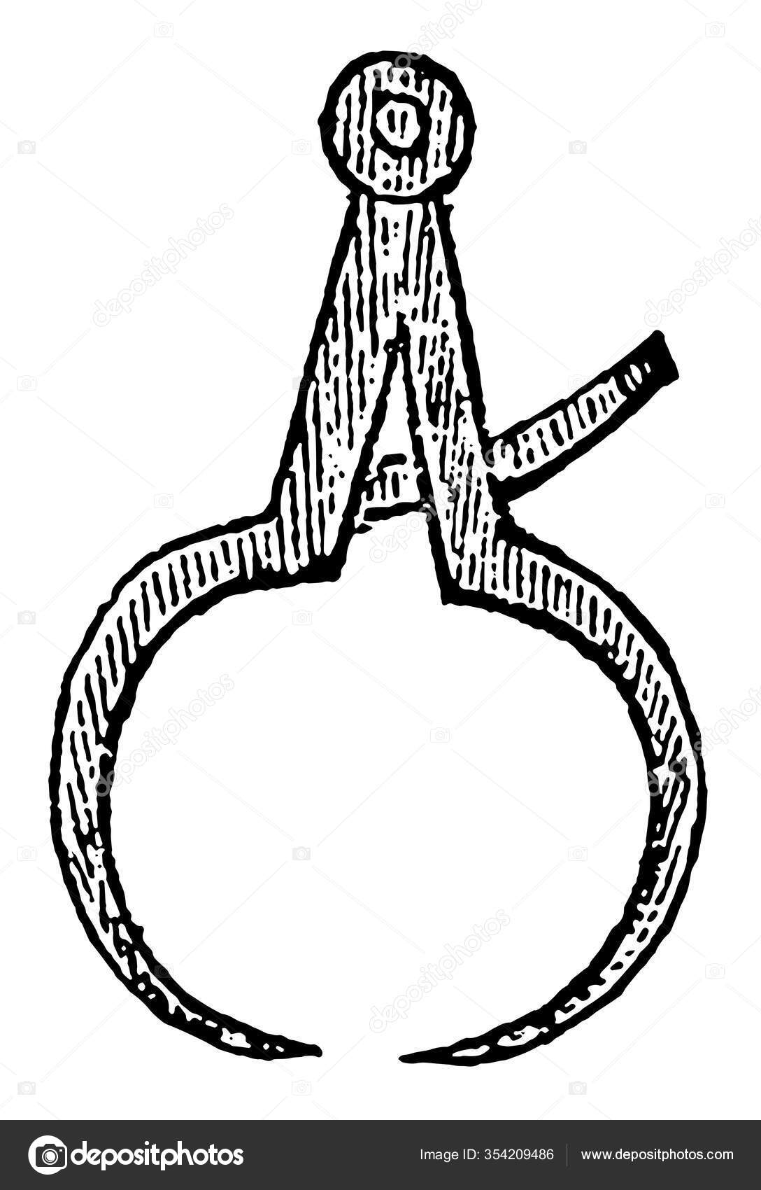 Kind Compass Measuring Diameter Bodies Vintage Line Drawing Engraving ...