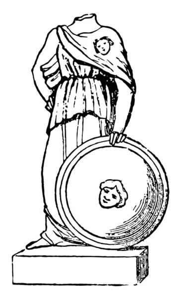 Minerva Aegis Ancient Statue Vintage Line Drawing Engraving ...