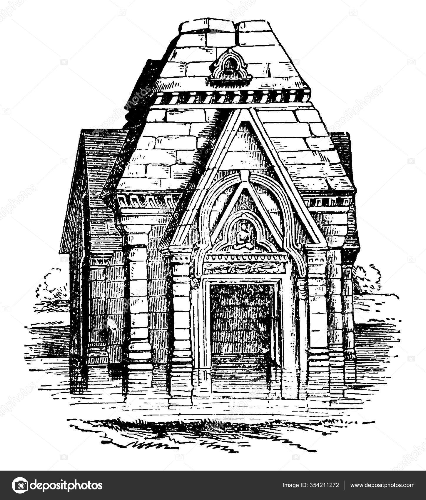 Temple Pandrethan Gothic Diaper Ornament Carved Painted Surface Flowers ...