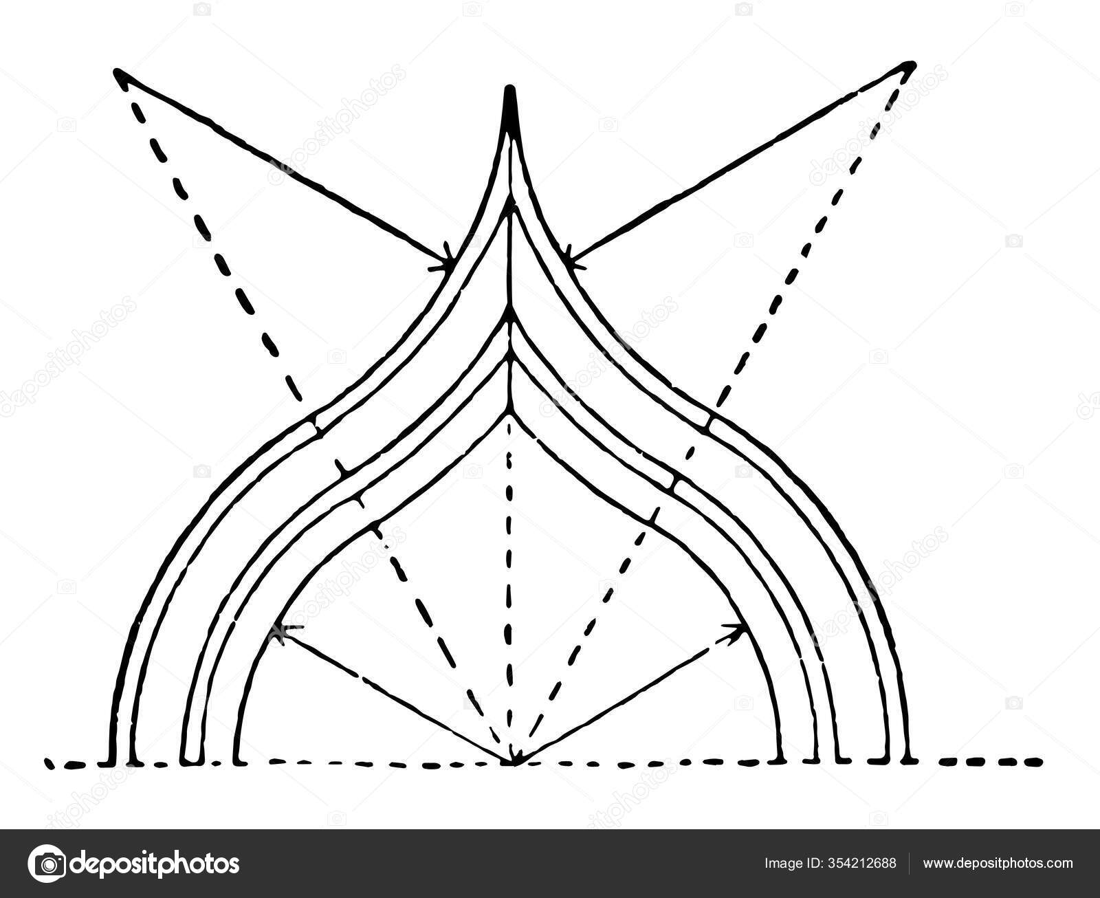 Ogee Arch Shaped Two Arcs Senses Pointed Vintage Line Drawing Stock ...