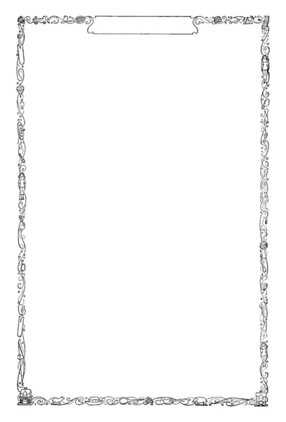 Children Design Narrow Border Vintage Line Drawing Engraving ...