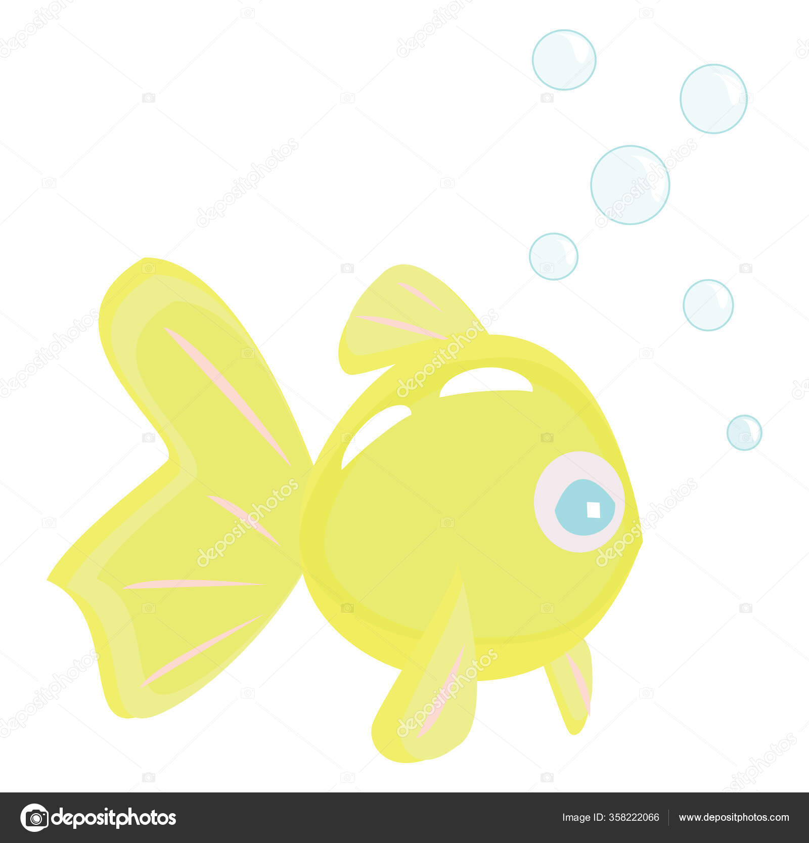 Yellow Small Fish Illustration Vector White Background Stock Vector ...