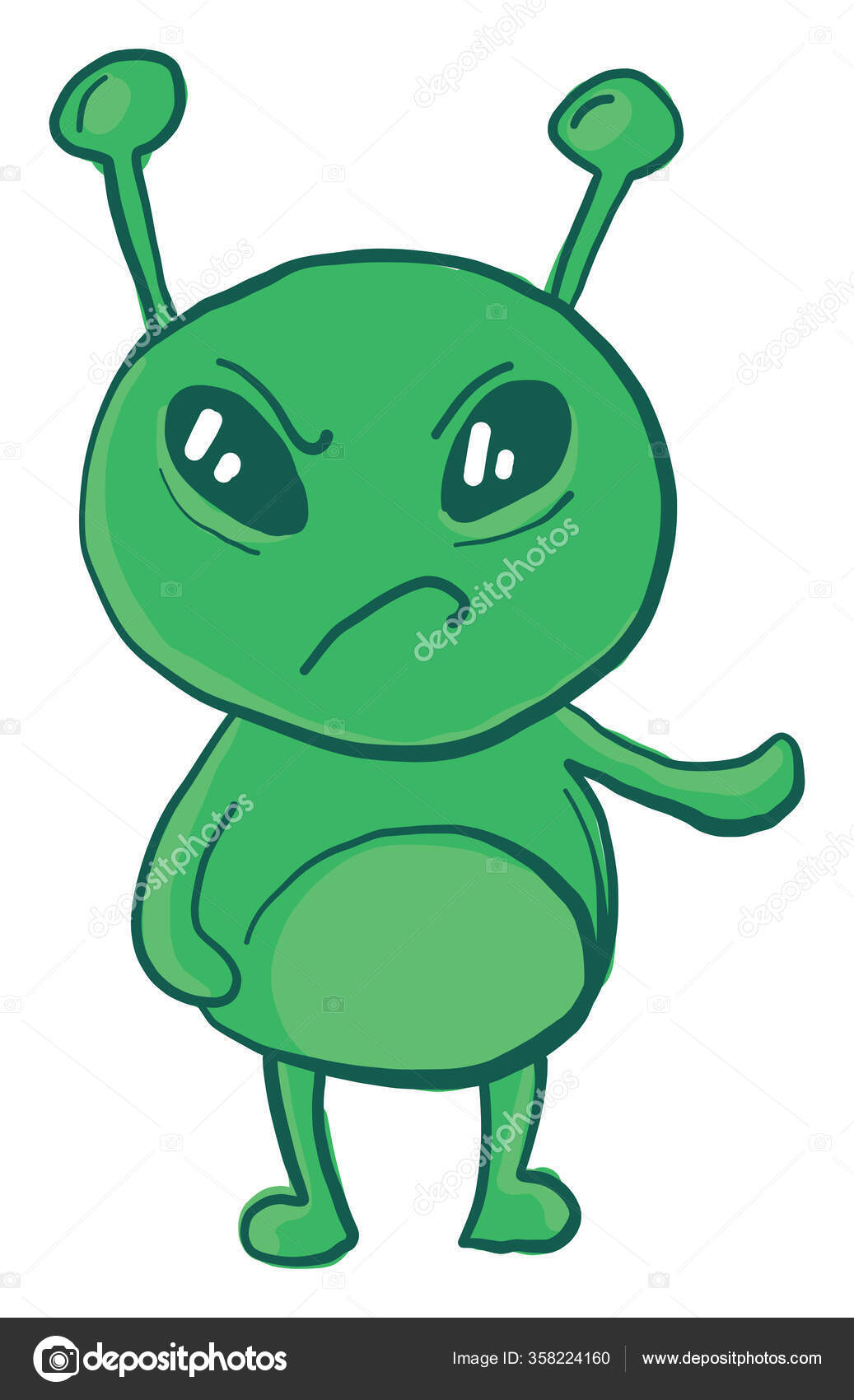 Scared Alien Illustration Vector White Background Stock Vector Image by ...