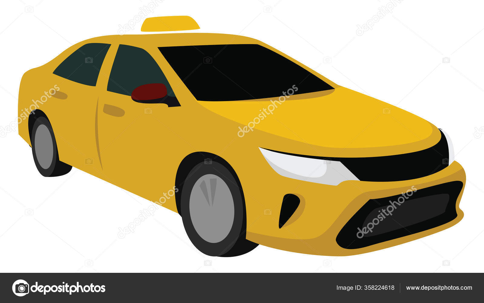 Yellow Taxi Illustration Vector White Background Stock Vector by ...