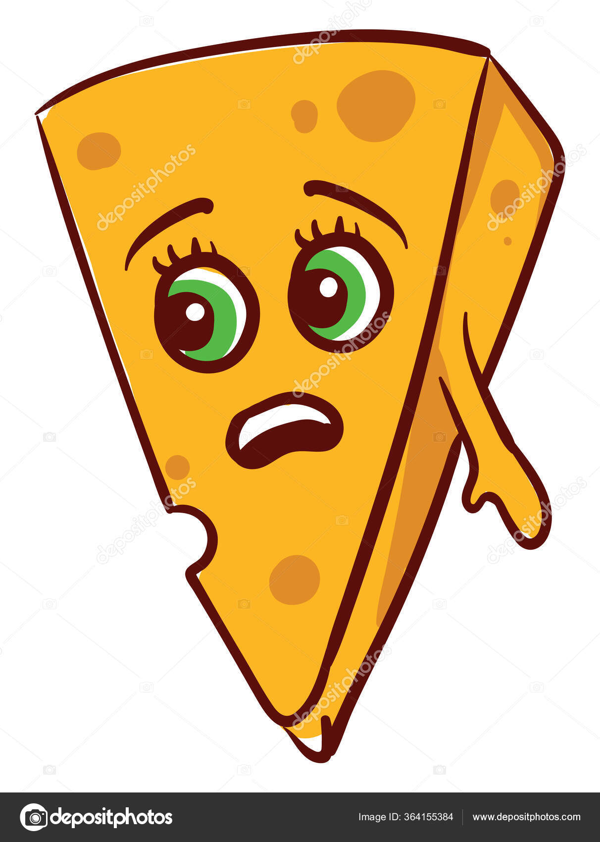 Scared Cheese Illustration Vector White Background Stock Vector Image ...