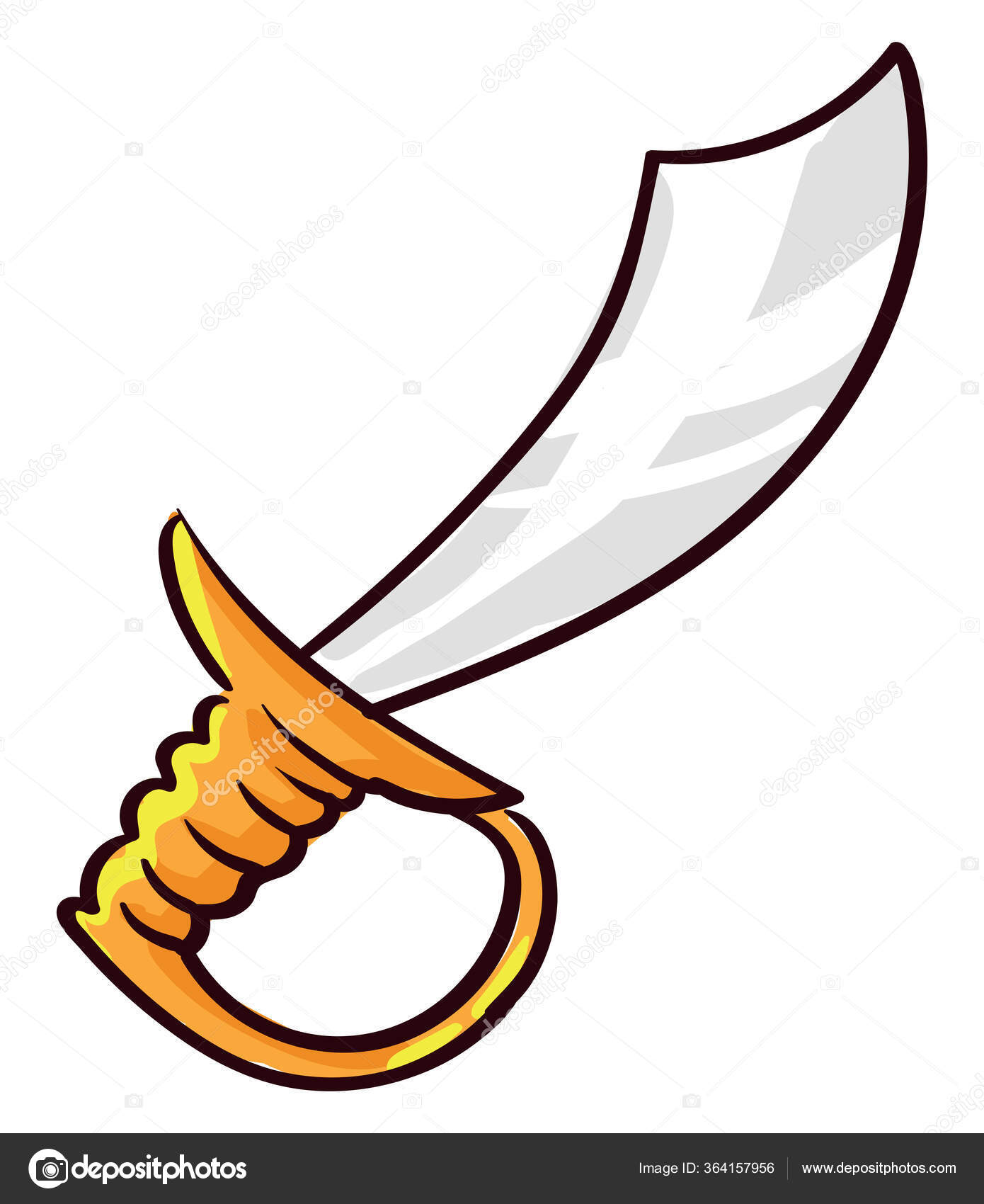 Espada Pirata Ilustración Vector Sobre Fondo Blanco Vector de stock ...