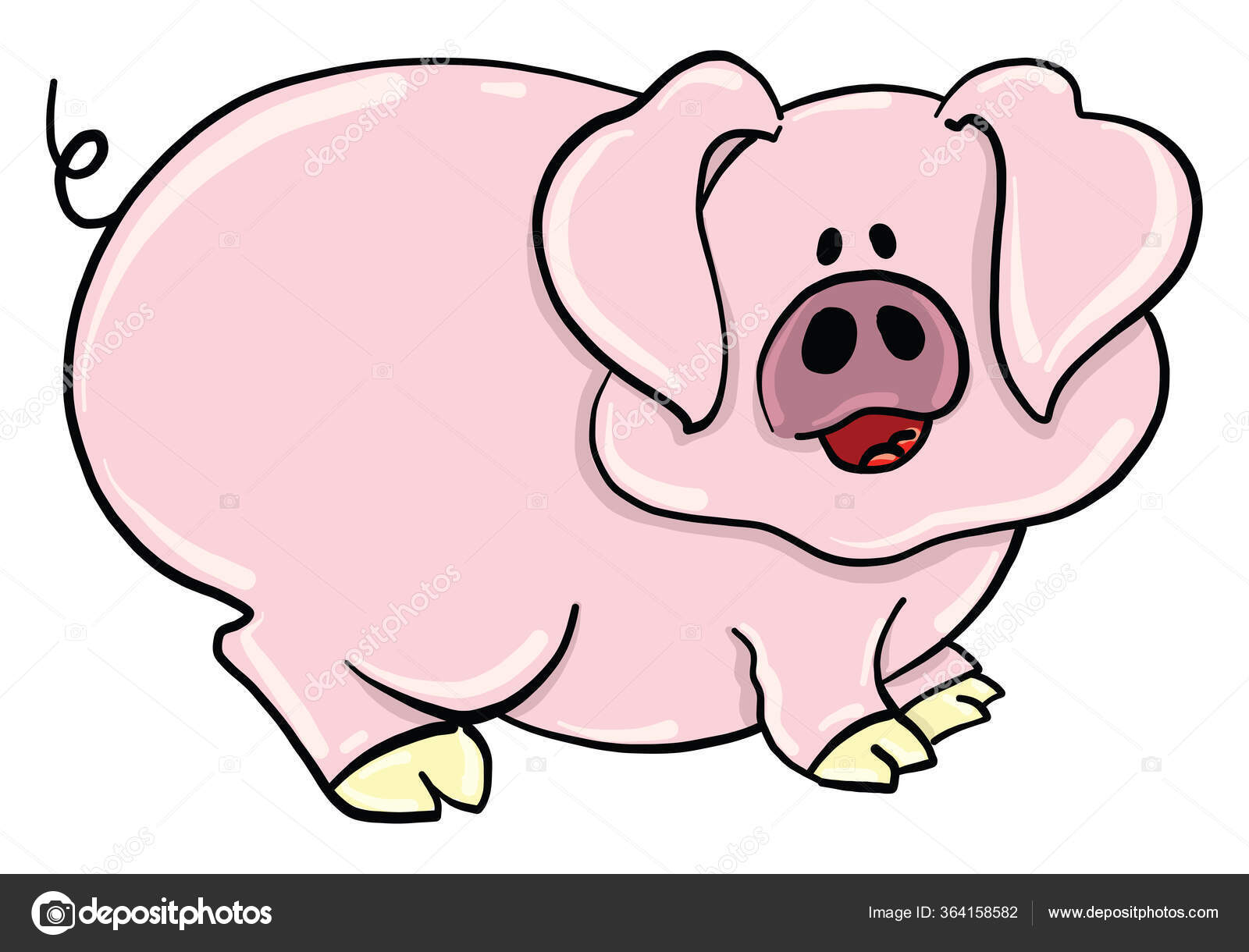 Big Pink Pig Illustration Vector White Background Stock Vector by ...