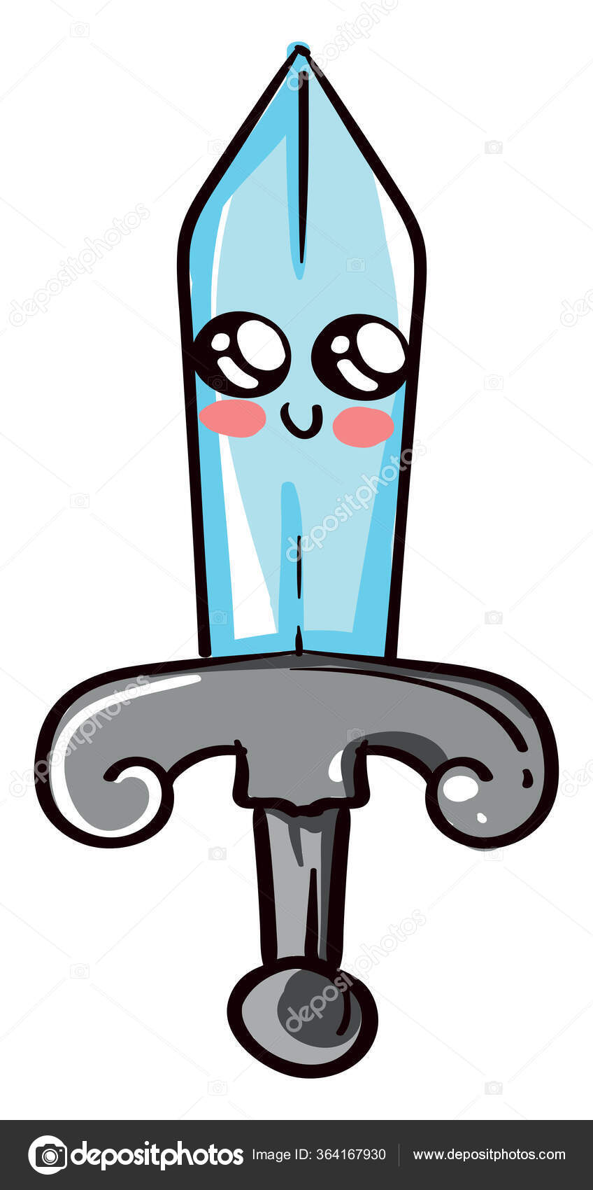 Cute Little Sword Illustration Vector White Background Stock Vector ...
