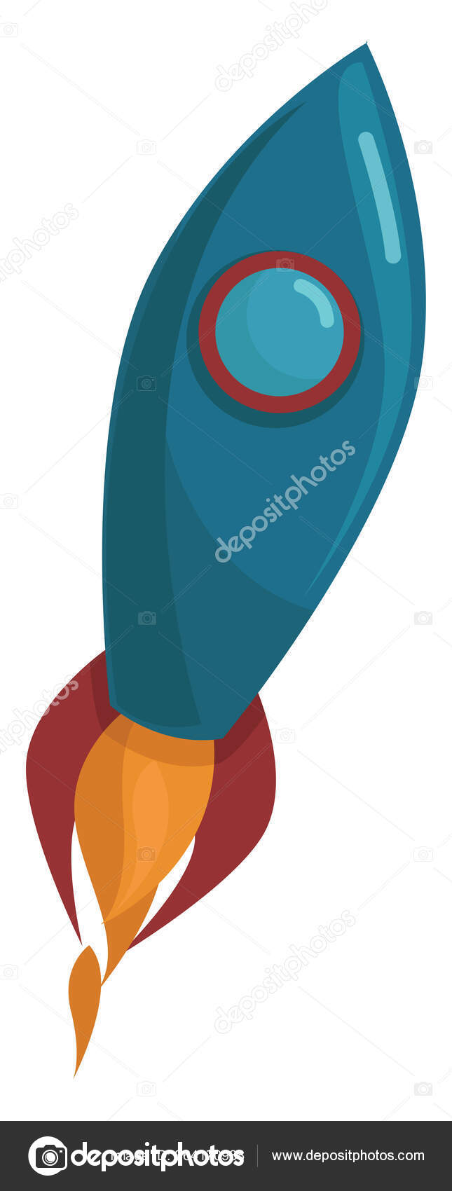 Blue Space Rocket Illustration Vector White Background Stock Vector ...