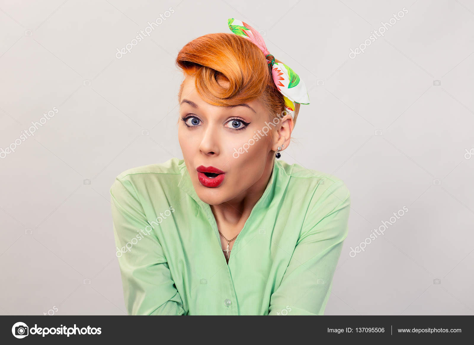 Wow. Surprised pin up girl — Stock Photo © HBRH #137095506 Wow. Surprised pin up girl — Stock Photo © HBRH #137095506
