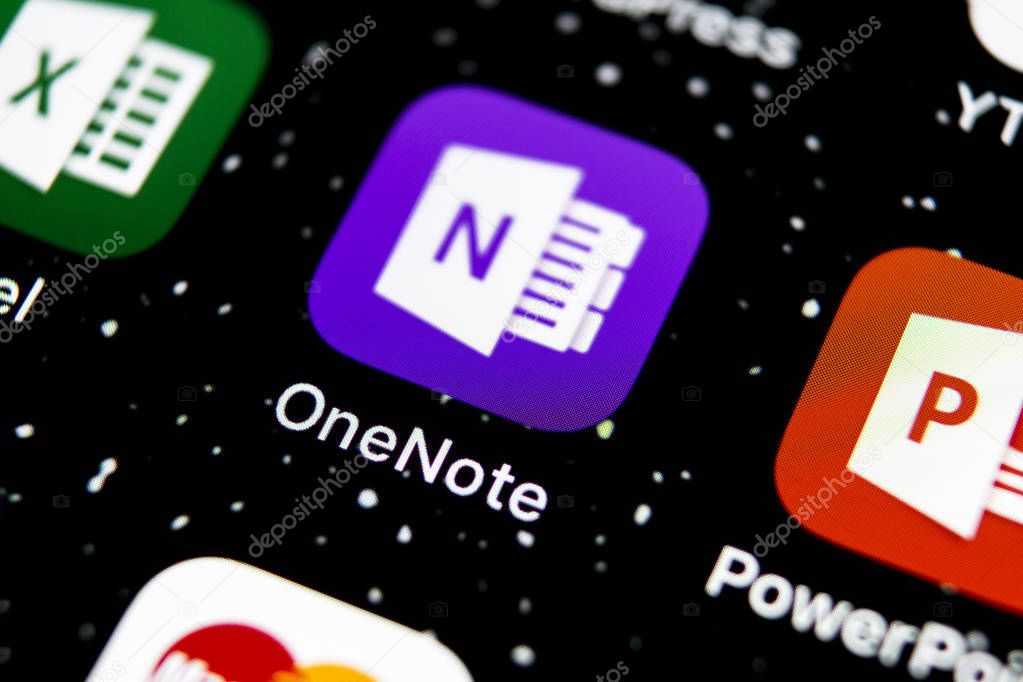 Icono de aplicación de oficina de Microsoft OneNote en el primer plano ...