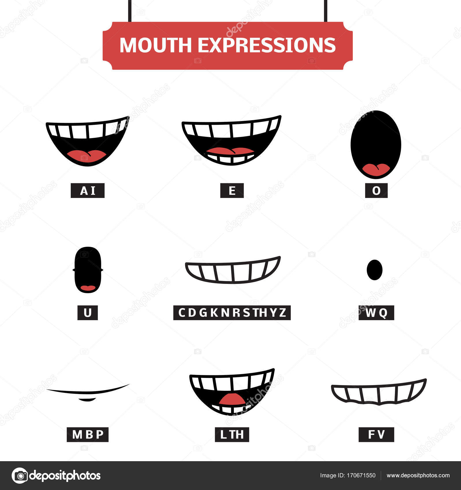 Mouth expressions set Stock Vector Image by ©marina_ua #170671550 Mouth expressions set Stock Vector Image by ©marina_ua #170671550