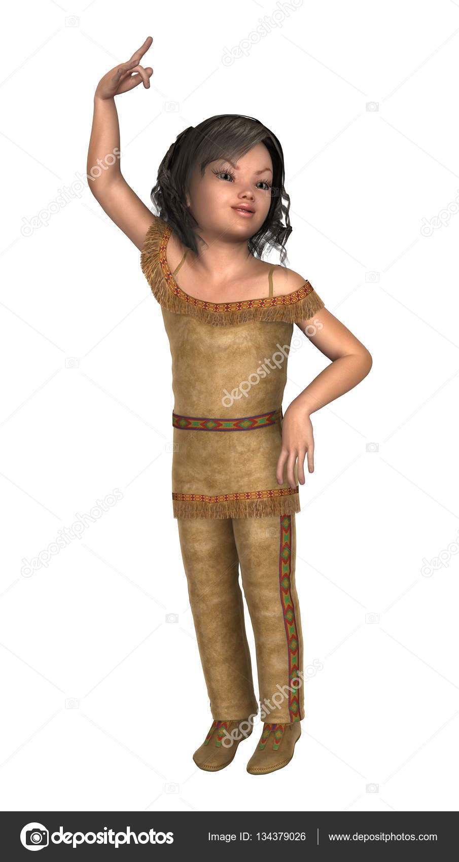 3D Rendering Native American Girl on White — Stock Photo © PhotosVac ...