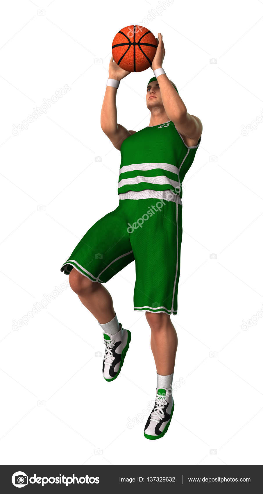 3D Rendering Basketball Player on White — Stock Photo © PhotosVac ...