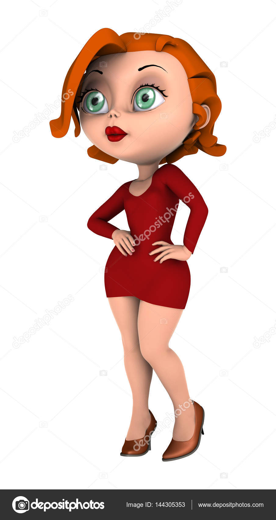 3D Rendering Cartoon Woman on White Stock Illustration by ©PhotosVac ...