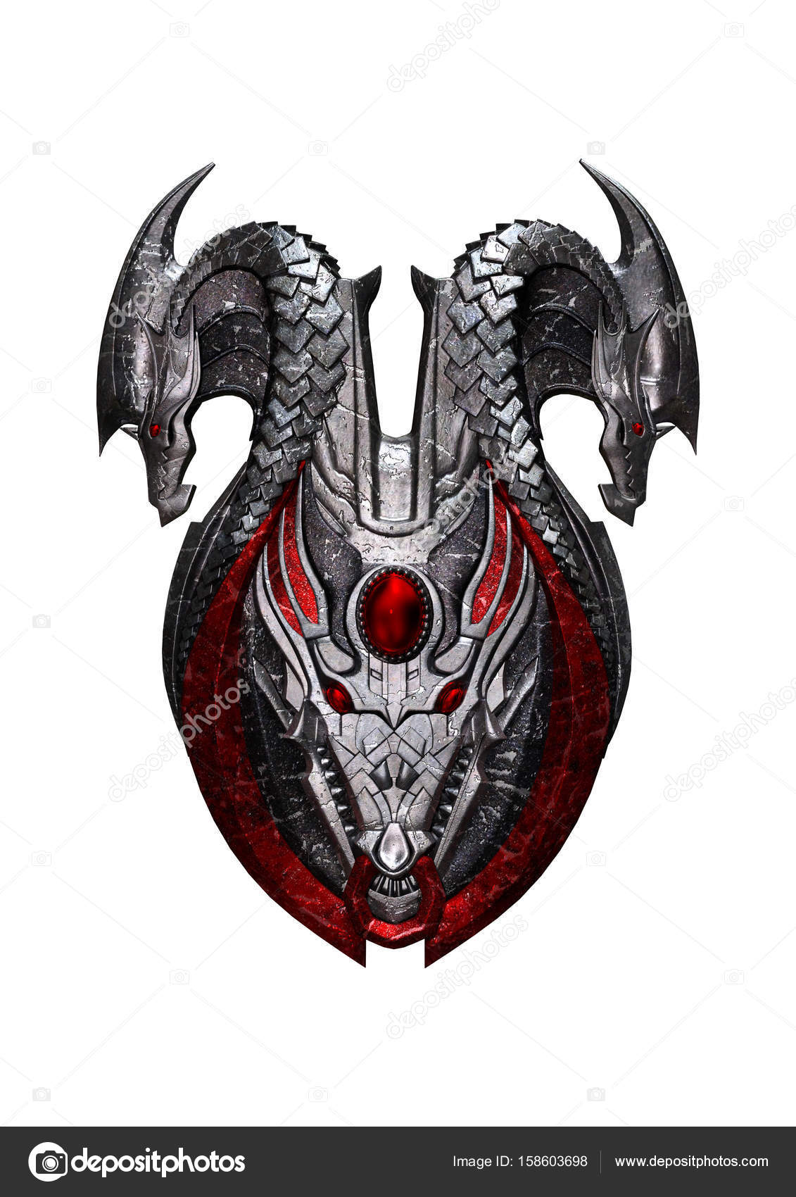 3D Rendering Dragon Shield on White Stock Illustration by ©PhotosVac ...
