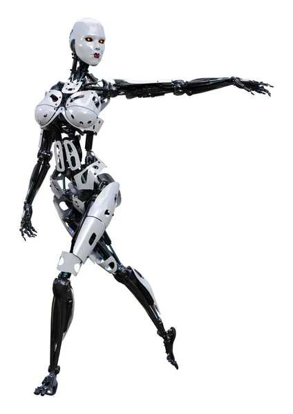Side View Female Robot Isolated White Background One Series ⬇ Stock ...