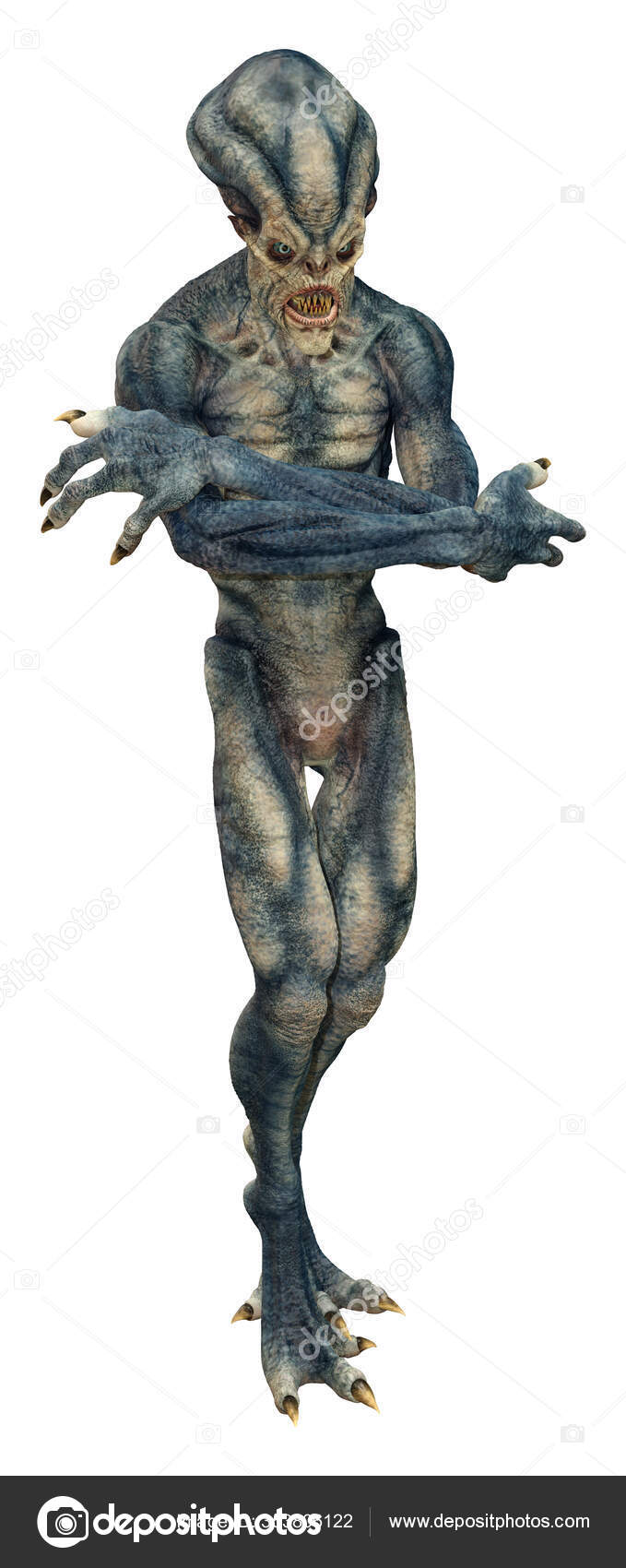 Rendering Blue Alien Isolated White Background — Stock Photo ...