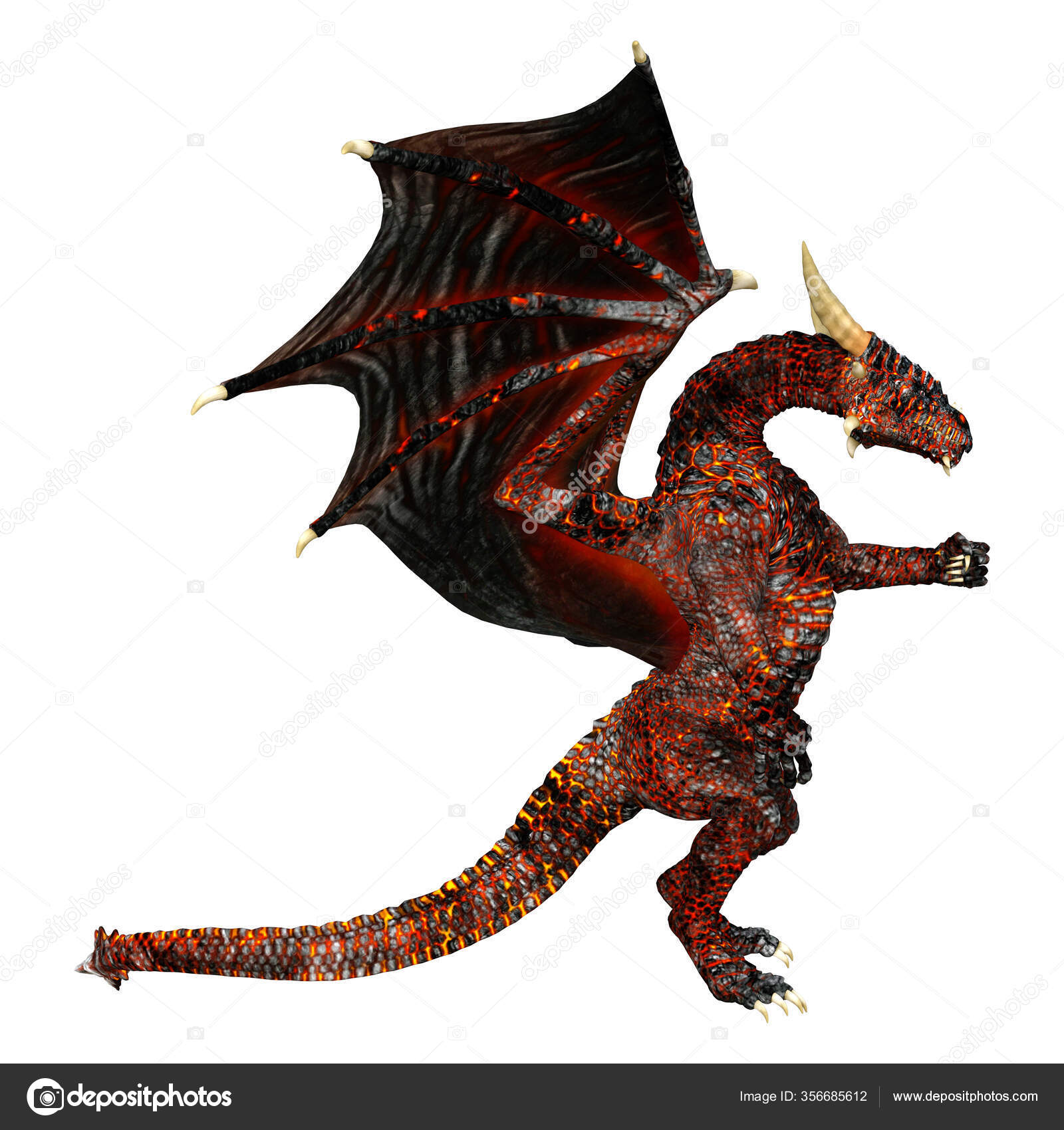 Rendering Fantasy Dragon Isolated White Background — Stock Photo ...