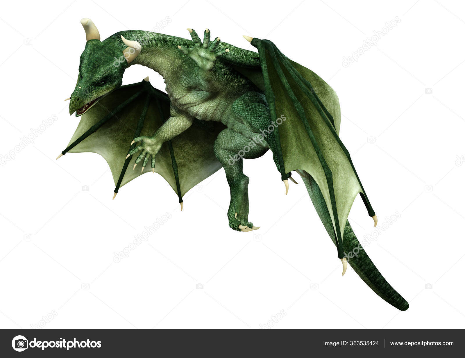 Rendering Fantasy Dragon Isolated White Background — Stock Photo ...