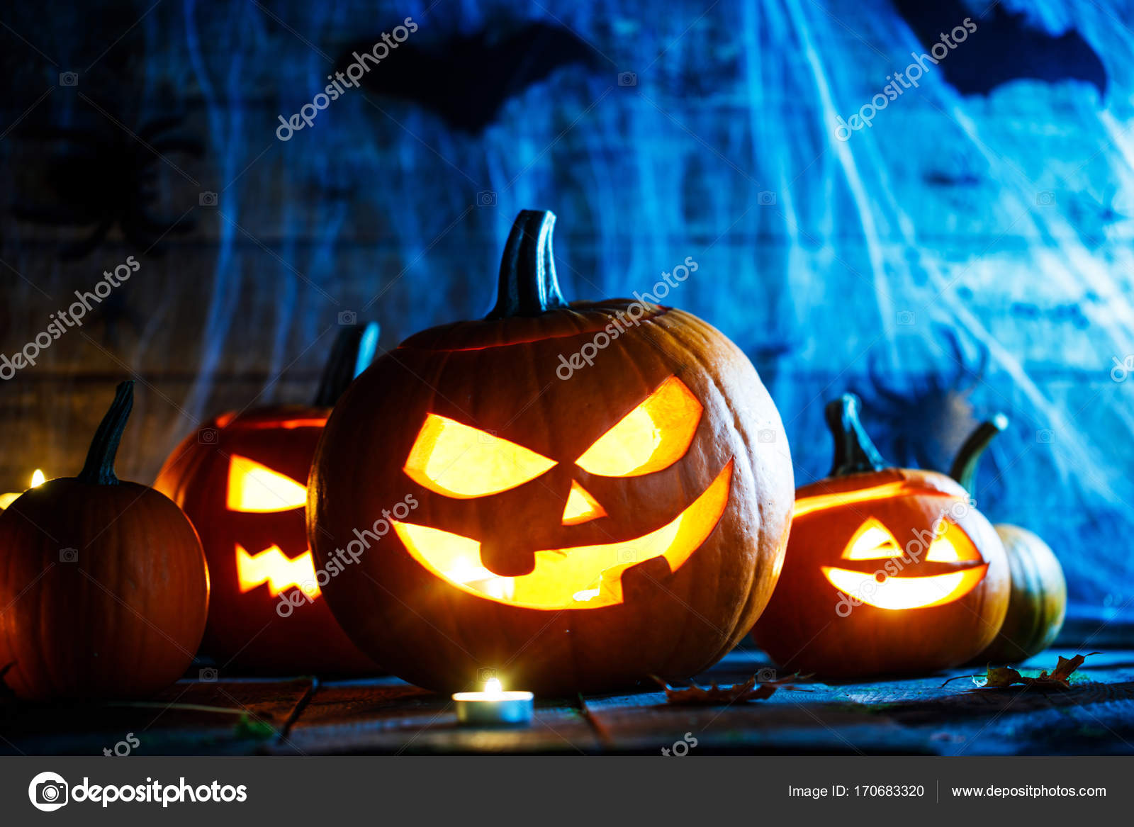 Halloween pumpkins and spiders — Stock Photo © yellow2j #170683320