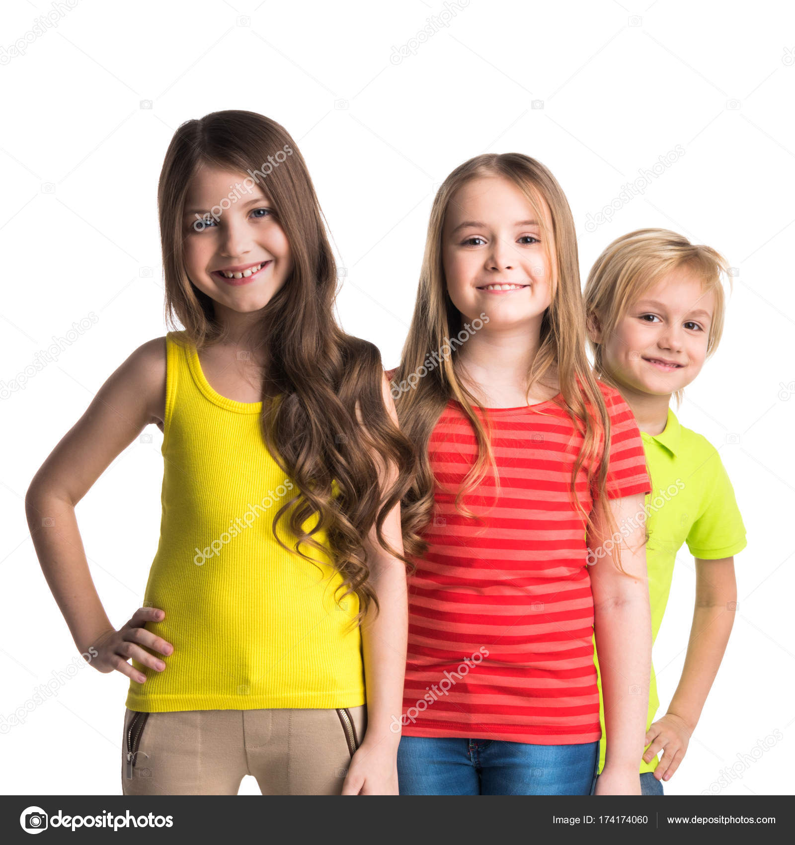 Happy three children Stock Photo by ©yellow2j 174174060