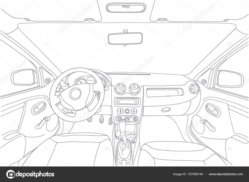 Machine inside. Interior of the vehicle. Stock Vector Image by ...