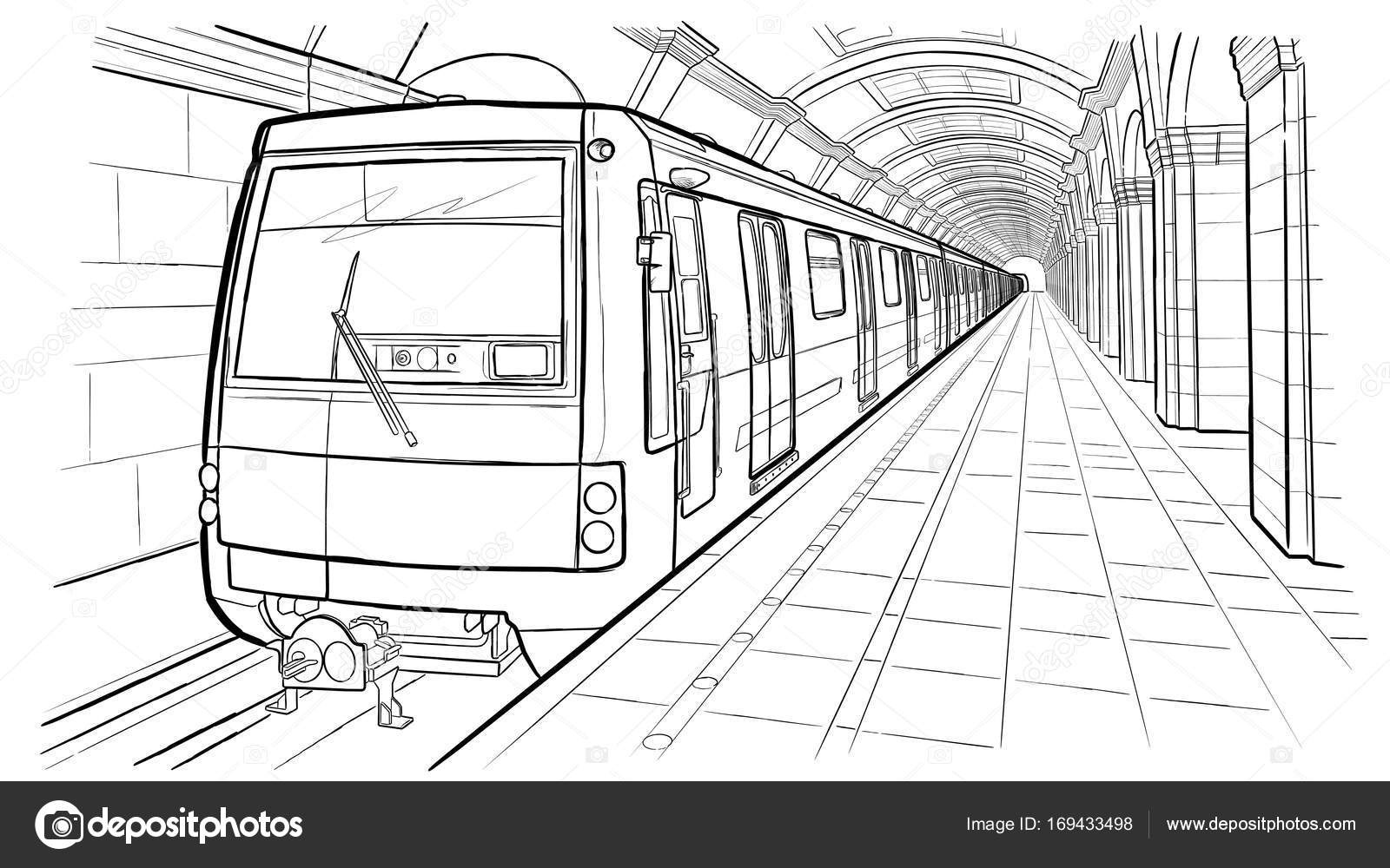 Railway Station Sketch Outline