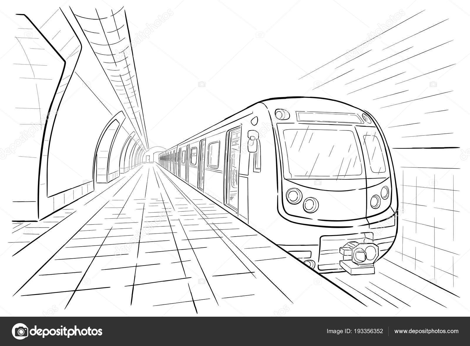 Hand drawn sketch subway station Stock Vector by ©benzobak 193356352
