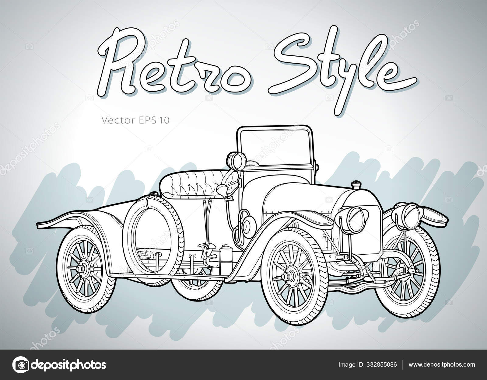 Retro car cabriolet vector draw isolated on background Stock Vector ...