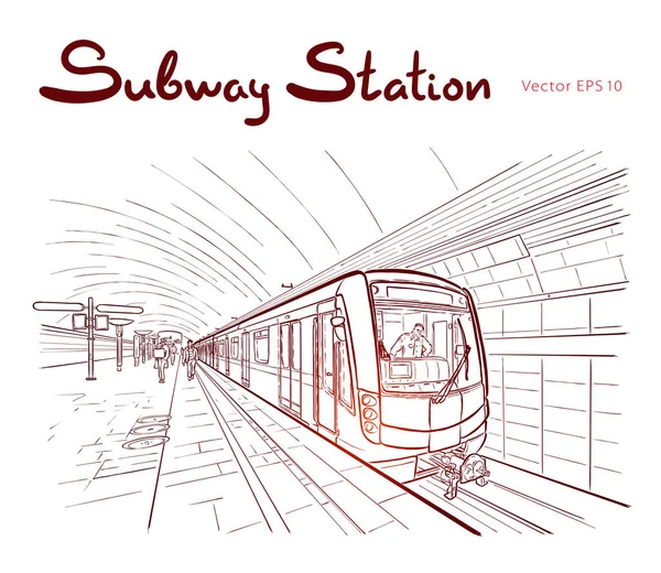 Hand drawn sketch of subway station illustration Stock Vector Image by ...