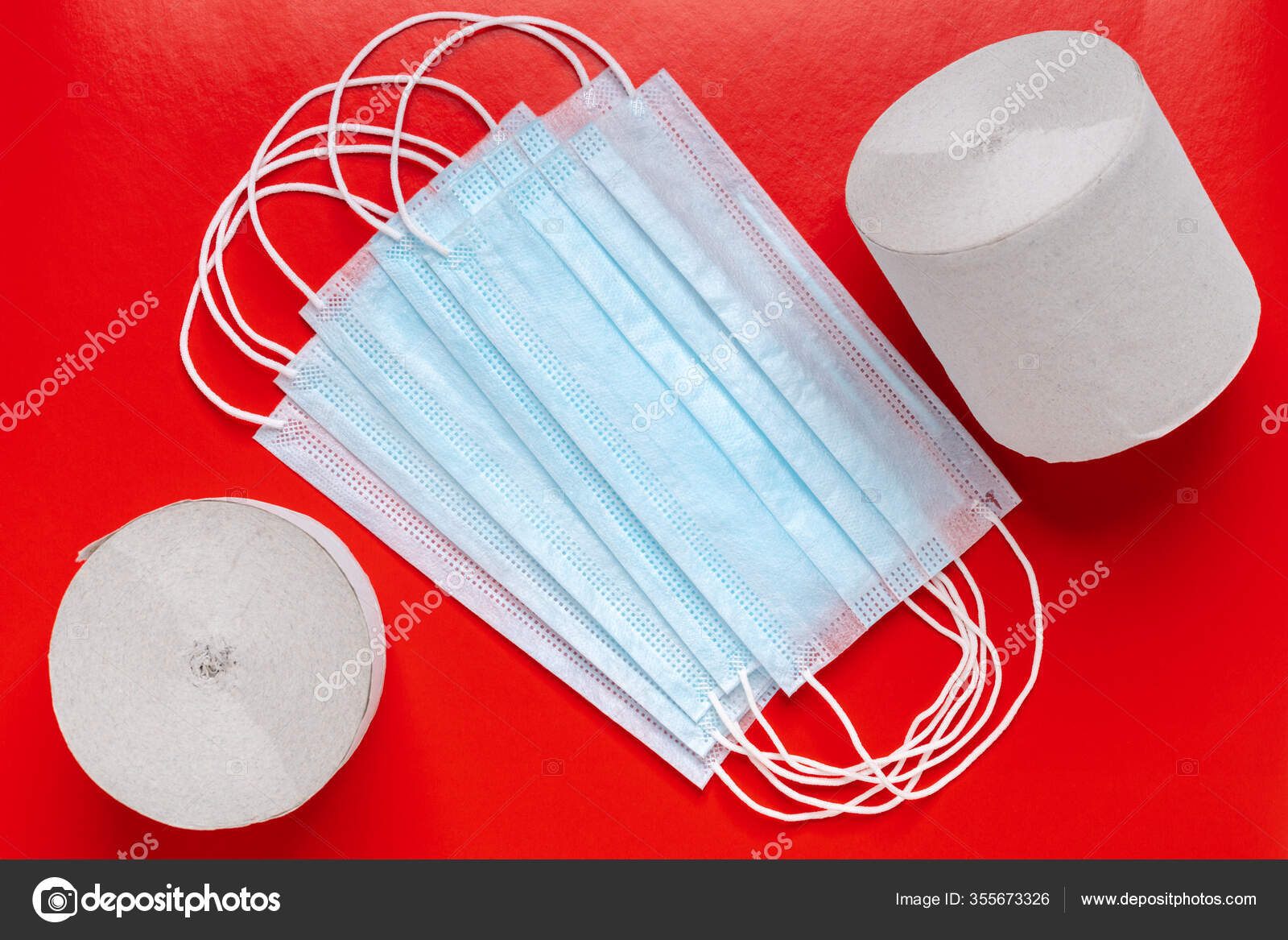 Medical Surgical Face Masks Rolls Toilet Paper Red Background World ...