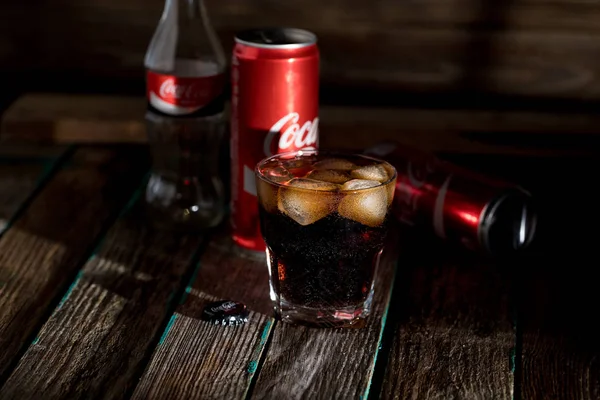 Coca-Cola with ice cubes in original cup. – Stock Editorial Photo ...
