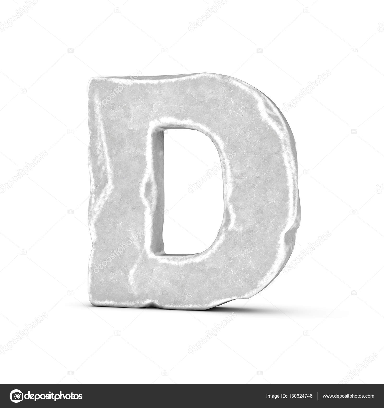 Rendering of stone letter D isolated on white background. Stock Photo ...