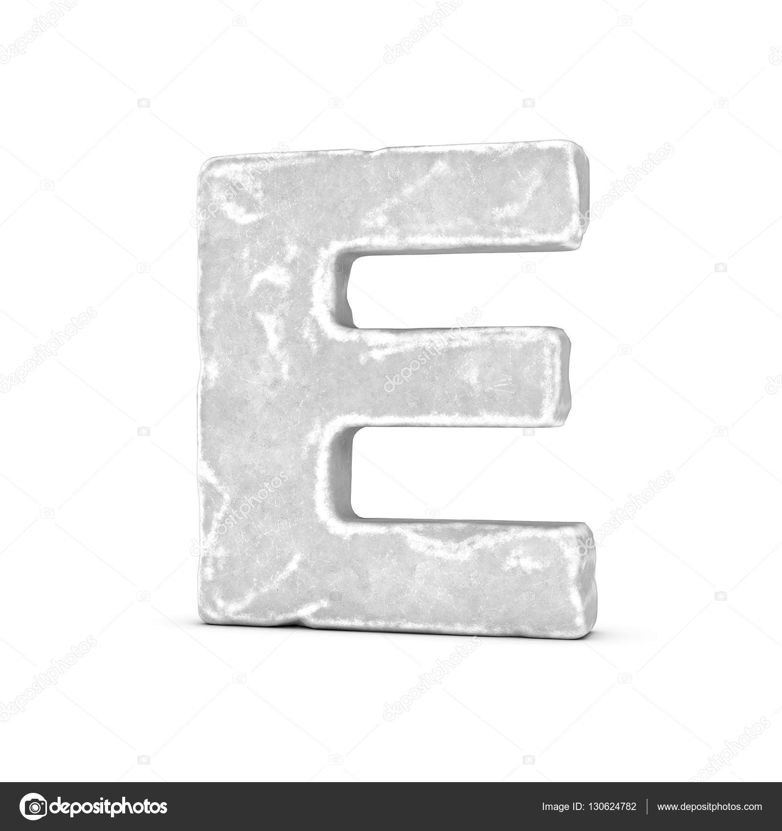 Rendering of stone letter E isolated on white background. Stock Photo ...
