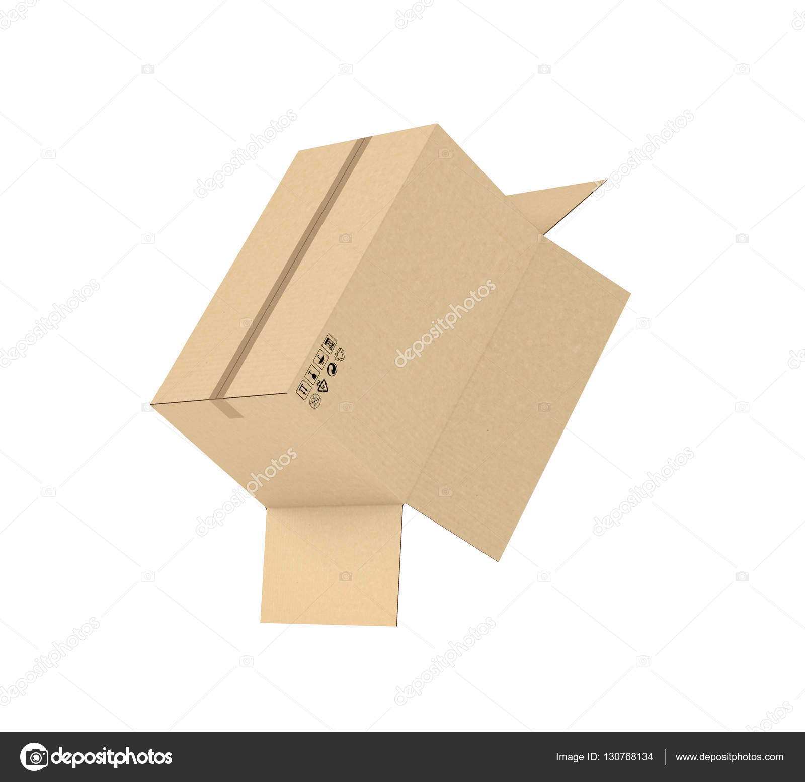 Rendering of open light beige cardboard mail box falling upside down ...