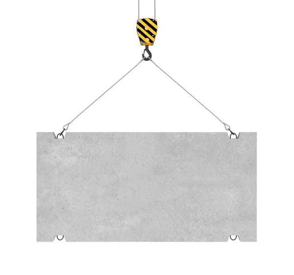 Rendering of concrete slab hanging on hook with two ropes Stock Photo ...