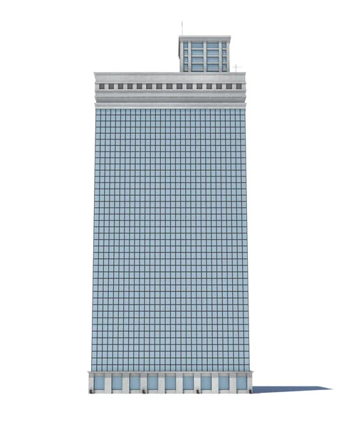 3d rendering of a white high office building with many large windows ...